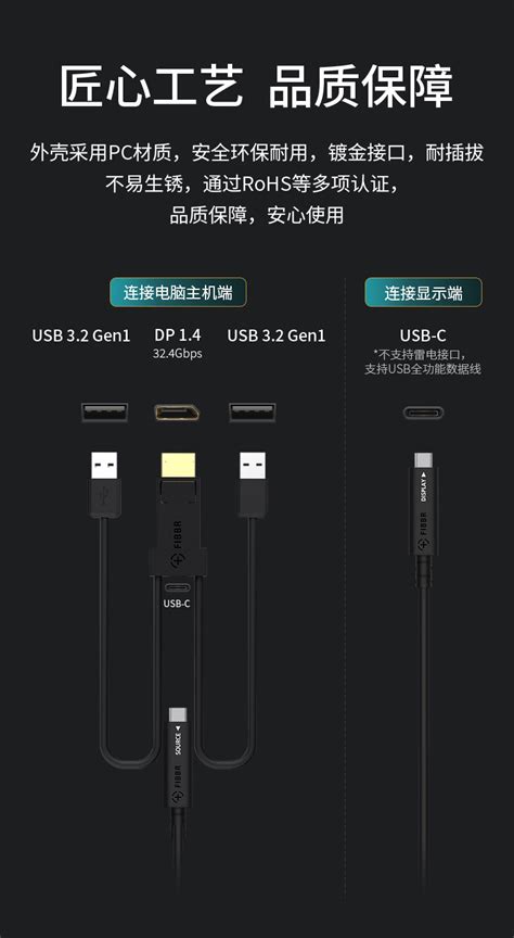 FIBBR TF VRA DisplayPort To USB C Data Cable Adapter