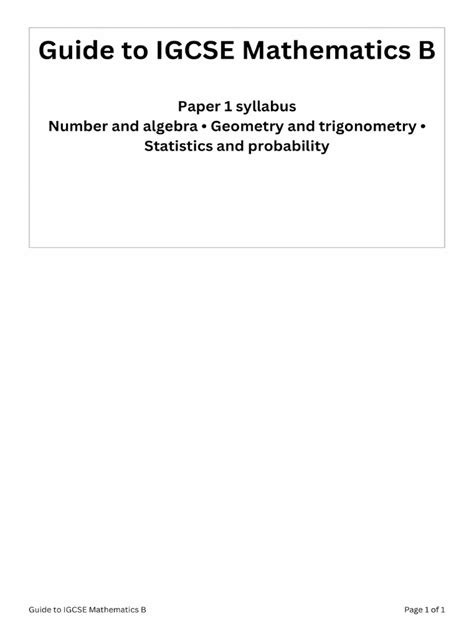 Guide To Igcse Mathematics B Pdf
