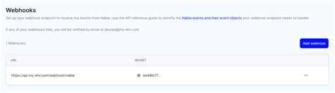 Webhooks Setup Nabla Core Api Documentation