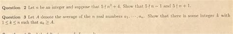 Solved Question 2 Let N Be An Integer And Suppose That