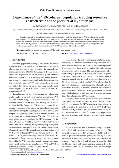 Pdf Dependence Of The 85rb Coherent Population Trapping Resonance Characteristic On The