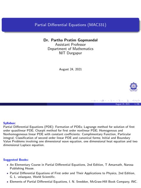 Pde 1 Pdf Partial Differential Equation Differential Equations