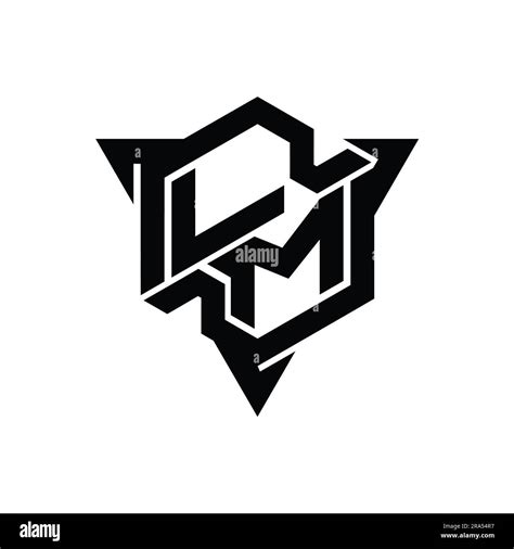 LM Letter Logo Monogram Hexagon Shape With Triangle Outline Gaming Style Design Template Stock
