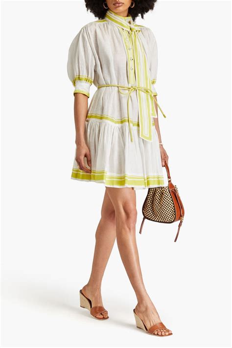 Zimmermann 스트라이프 리넨 미니 셔츠 드레스 원피스 페칭