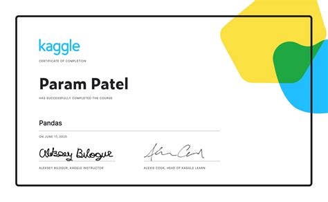 Param Patel Completed The Pandas Course On Kaggle