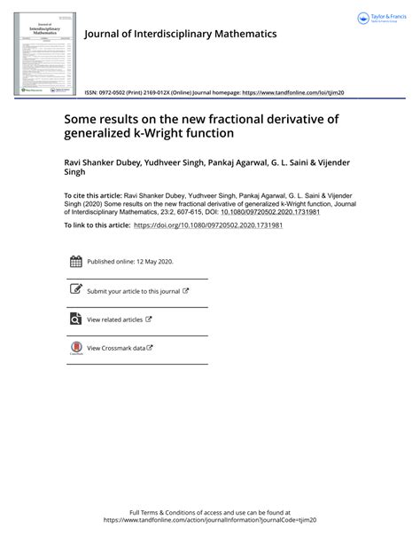 Pdf Journal Of Interdisciplinary Mathematics Some Results On The New Fractional Derivative Of