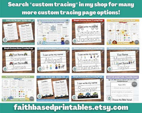 Custom Name Tracing Sheet Bundle Printable Handwriting Etsy
