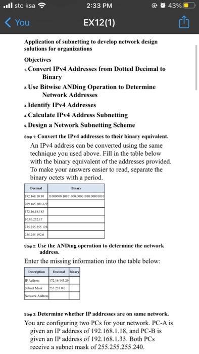 Solved 43 Ll Stc Ksa You 233 Pm Ex121 Application Of