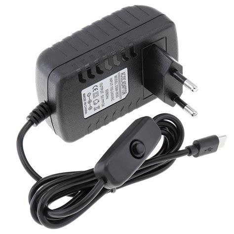 5v3a power adapter met switch voor raspberry pi 4 vicedeal