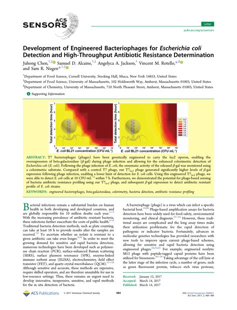 Pdf Development Of Enzymatic Engineered Bacteriophages For Escherichia Coli Detection And High