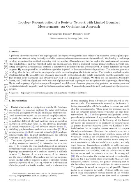 Pdf Topology Reconstruction Of A Resistor Network With Limited