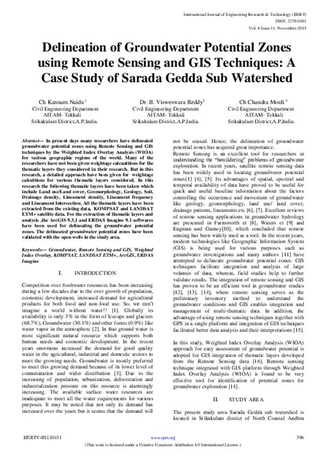 Pdf Delineation Of Groundwater Potential Zones Using Remote Sensing And Gis Techniques A Case