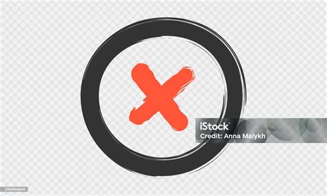 십자 확인 표시 손으로 그린 아이콘잉크 브러시 낙서 X 목록 항목에 대한 표시 확인란 투명한 배경에 고립된 표지판이 없습니다 벡터 일러스트 레이 션 Eps10 그리기에 대한