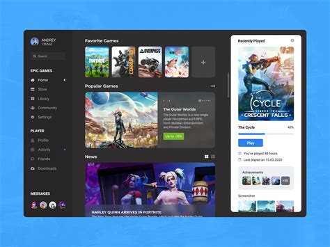 Concept Epic Games Application Uiux Behance
