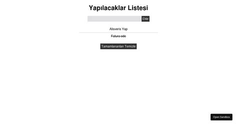 Yapılacaklar Listesi Uygulaması Codesandbox