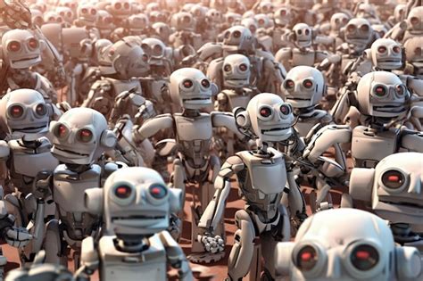 Premium Ai Image There Are Many Robots That Are Standing Together In