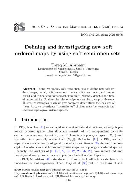 Pdf Defining And Investigating New Soft Ordered Maps By Using Soft
