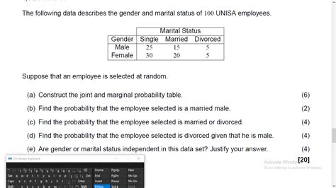 Solved The Following Data Describes The Gender And Marital Chegg Com