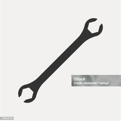 렌치의 실루엣 아이콘입니다 워크샵 수리 서비스 로고 템플릿 깨끗 하 고 현대적인 벡터 일러스트입니다 강철에 대한 스톡 벡터 아트