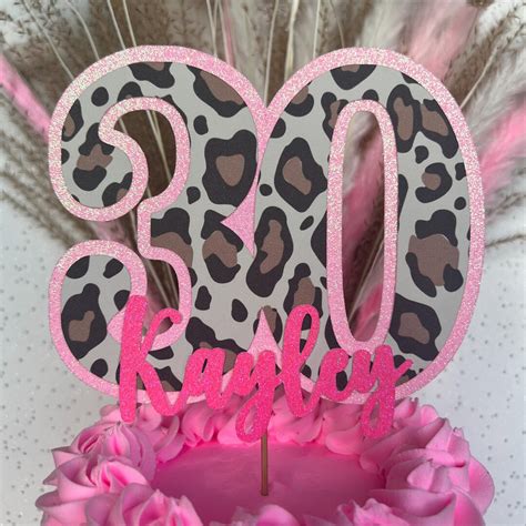 leopard print name age personalised custom glitter happy birthday cake