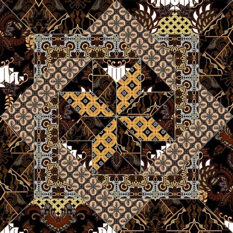 Premium Vector Patchwork Pattern With Batik Geometric And Handmade