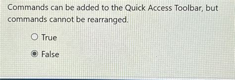 solved commands can be added to the quick access toolbar