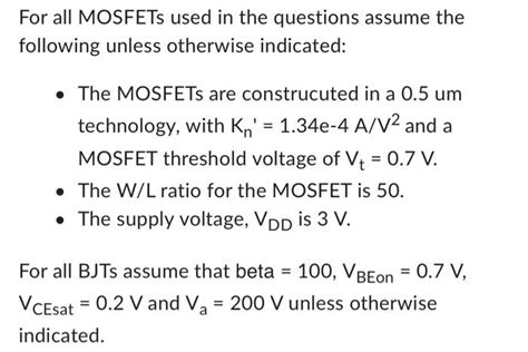 Solved The Current Mirror Circuit Shown In The Figure Below