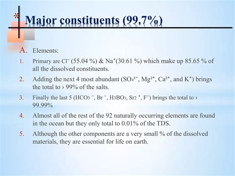 Major And Minor Components Of Seawater Pptx Chemistry Science