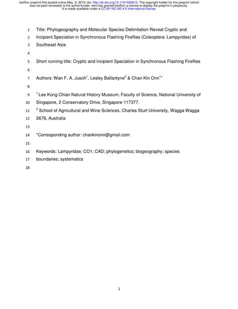 Pdf Phylogeography And Molecular Species Delimitation Reveal Cryptic And Incipient Speciation