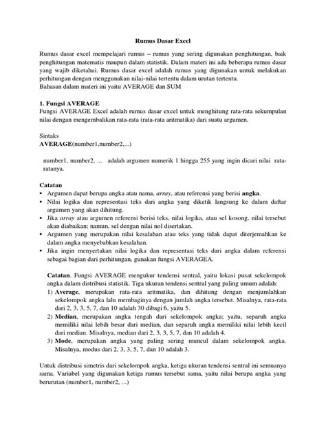 Rumus Dasar Excel Pdf
