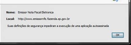 Águia de TI Java Erro Suas definições de segurança impediram a execução de uma aplicação