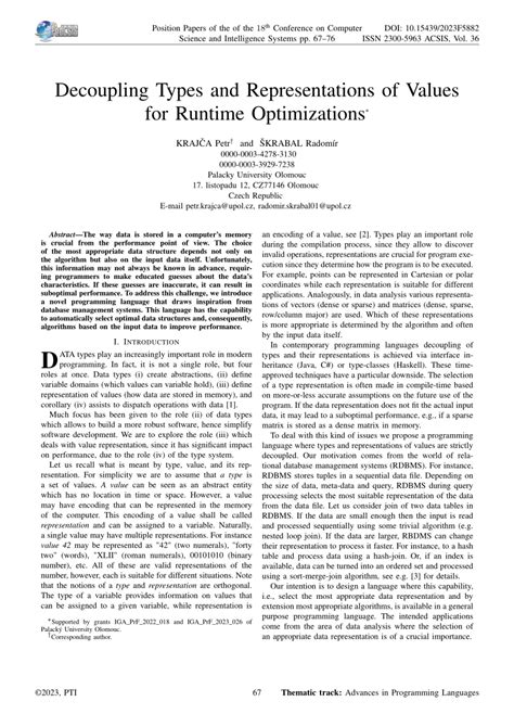 Pdf Decoupling Types And Representations Of Values For Runtime Optimizations