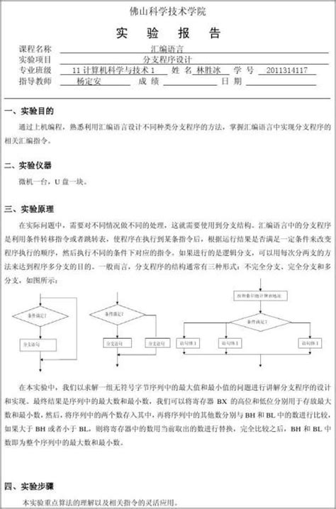 分支程序设计实验报告(八篇) 范文118 分支程序设计实验报告(八篇) 范文118