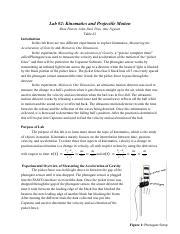 Exploring Kinematics Through Lab Experiments Course Hero