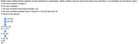 Solved Match Each Mathematical Notation To The Statement It Chegg