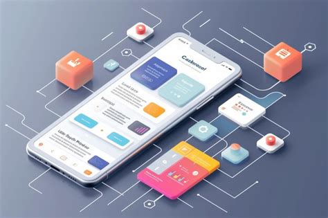 Smartphone Mobile App Interface Mockup With Ui Active Blocks And