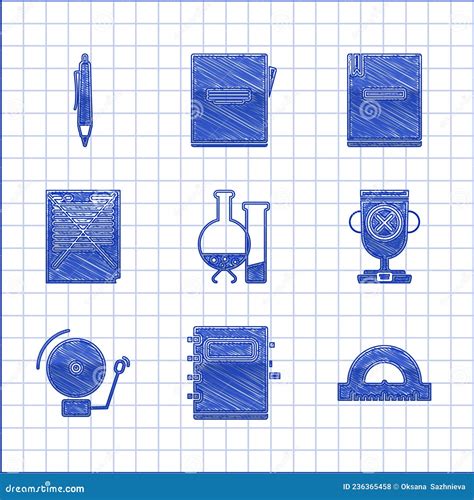 Set Test Tube And Flask Chemical Laboratory Test Notebook Protractor
