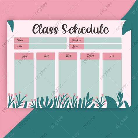 Class Schedule Template With Flower Pink Template Download On Pngtree