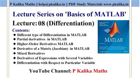 Matlab 08 Symbolic Differentiation Of A Function Of Singleseverable Variables N Th Derivative