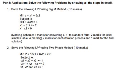 Solved Part I Application Solve The Following Problems By Chegg