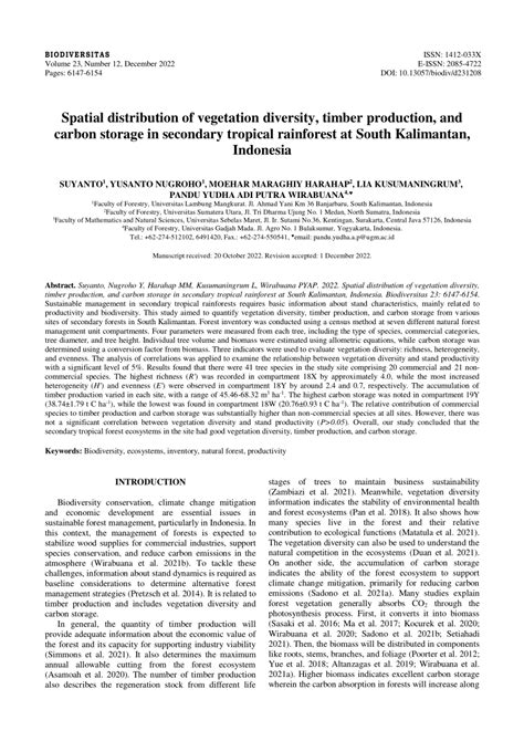 Pdf Spatial Distribution Of Vegetation Diversity Timber Production