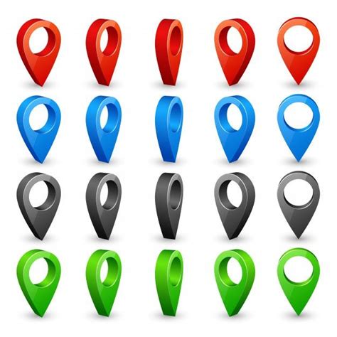 Premium Vector Color D Map Pins Place Location And Destination Icons Pin Map Powerpoint