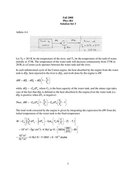 Solution Set 3 For Final Thermal And Statistical Physics Phys 461