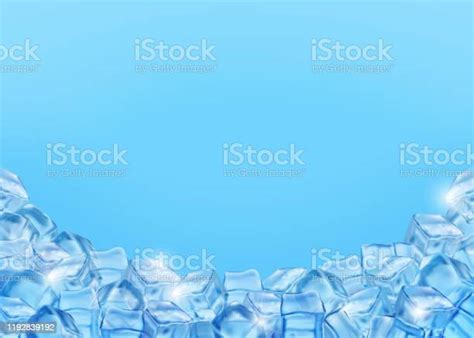 파란색 배경에 얼음 큐브 현실적인 3d 얼음 블록 수평 벡터 그림 각얼음에 대한 스톡 벡터 아트 및 기타 이미지 각얼음 배경 주제 얼음 Istock