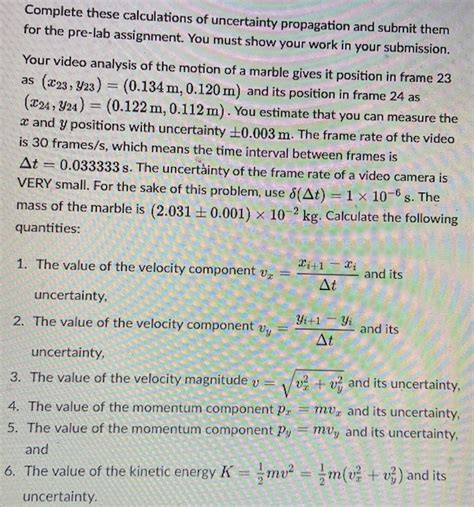 Solved Complete These Calculations Of Uncertainty Chegg
