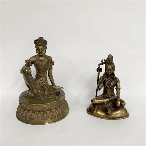 Two Brass Hindu Gods Statues Shiva And Indra 4438512738