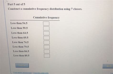 Part 5 Out Of 5 Construct A Cumulative Frequency