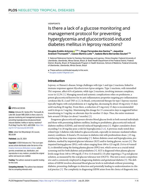 Pdf Is There A Lack Of A Glucose Monitoring And Management Protocol For Preventing