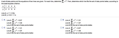 Solved A Set Of Data Points And The Equations Of Two Lines Chegg Com