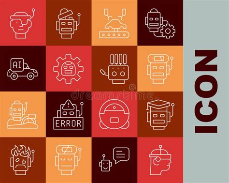 Set Line Smart Glasses Robot Low Battery Charge Robotic Robot Arm On Factory Autonomous